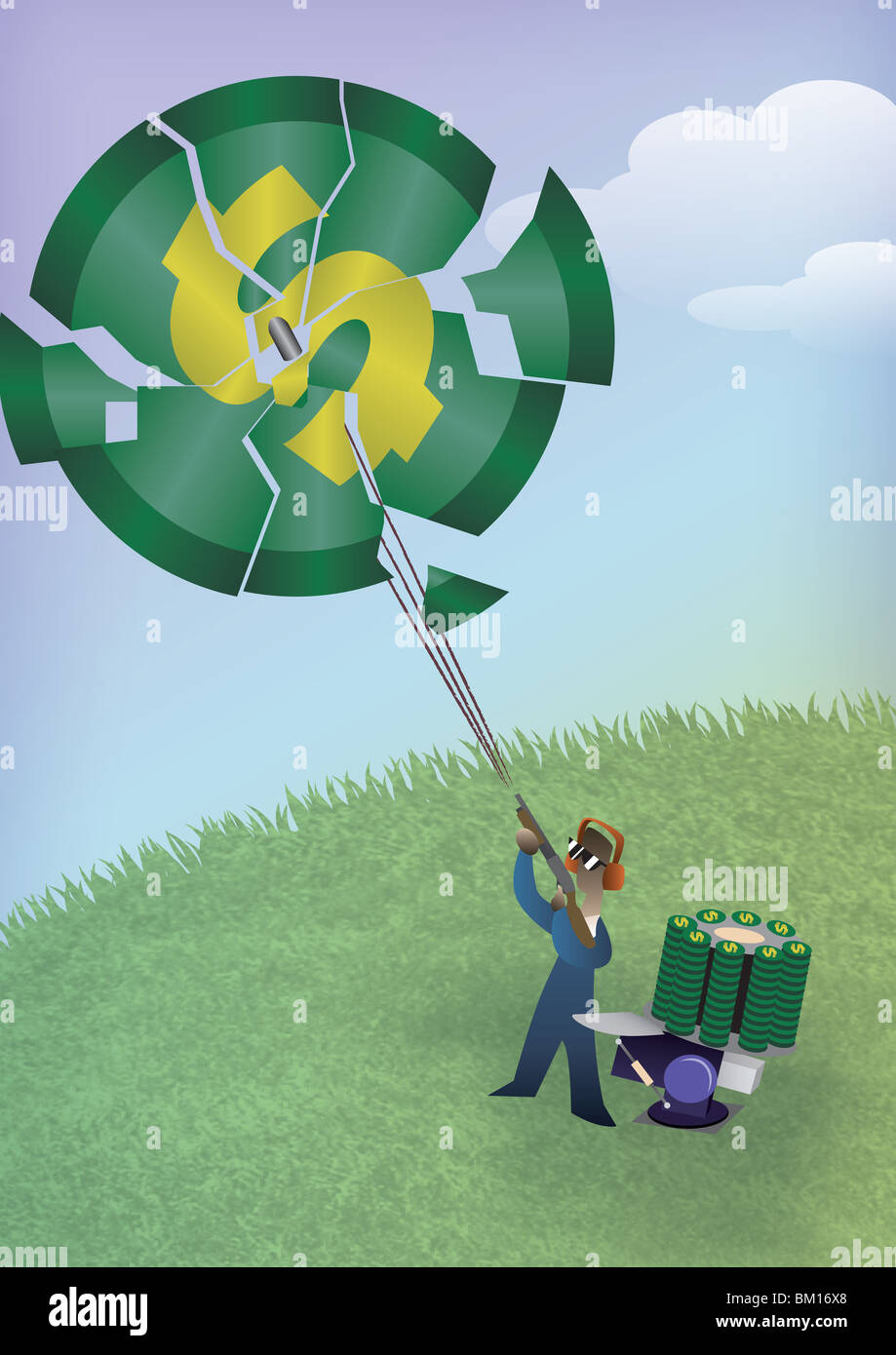 Businessman shooting a coin Stock Photo - Alamy