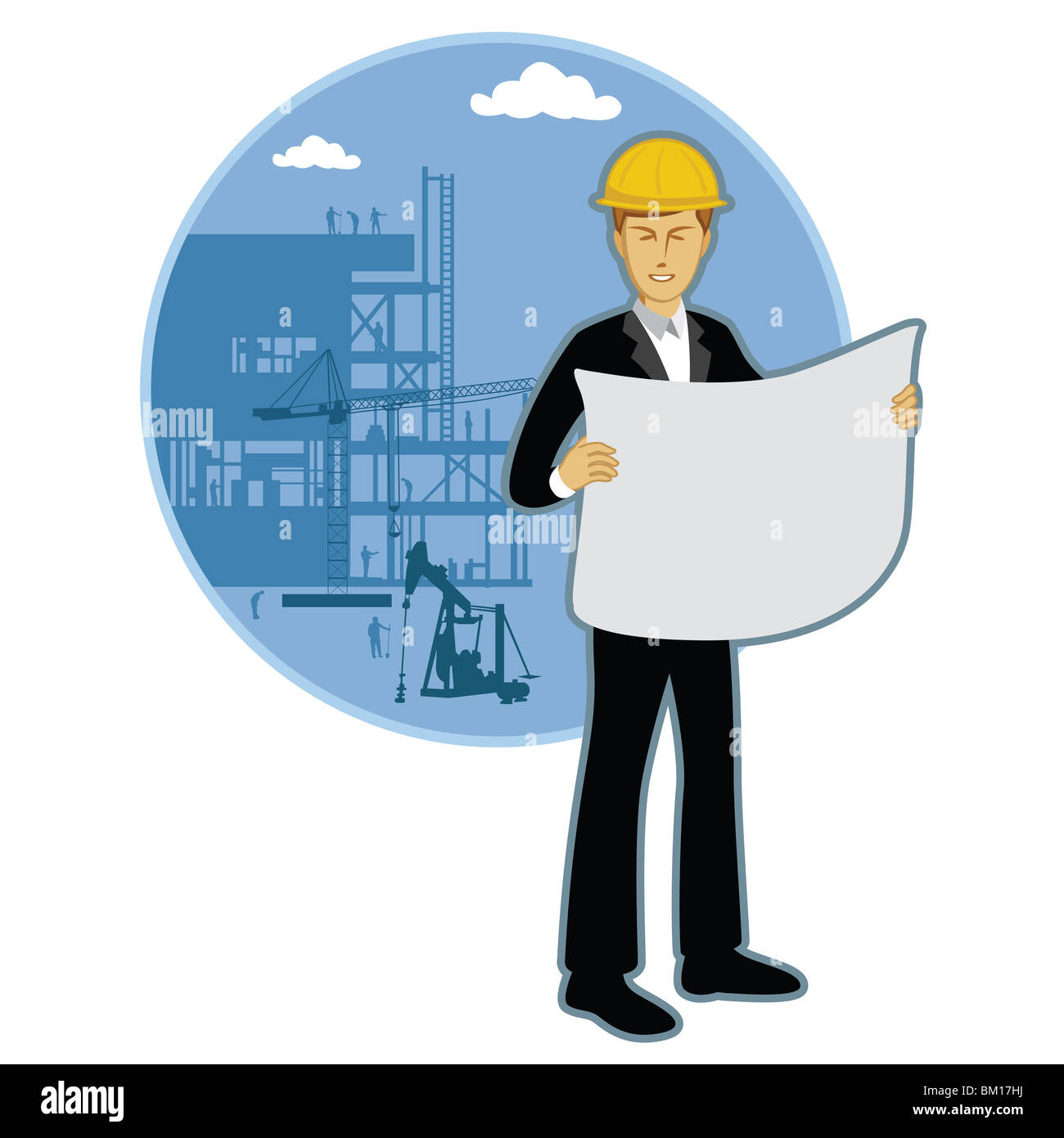 Construction worker holding a blueprint Cut Out Stock Images & Pictures ...