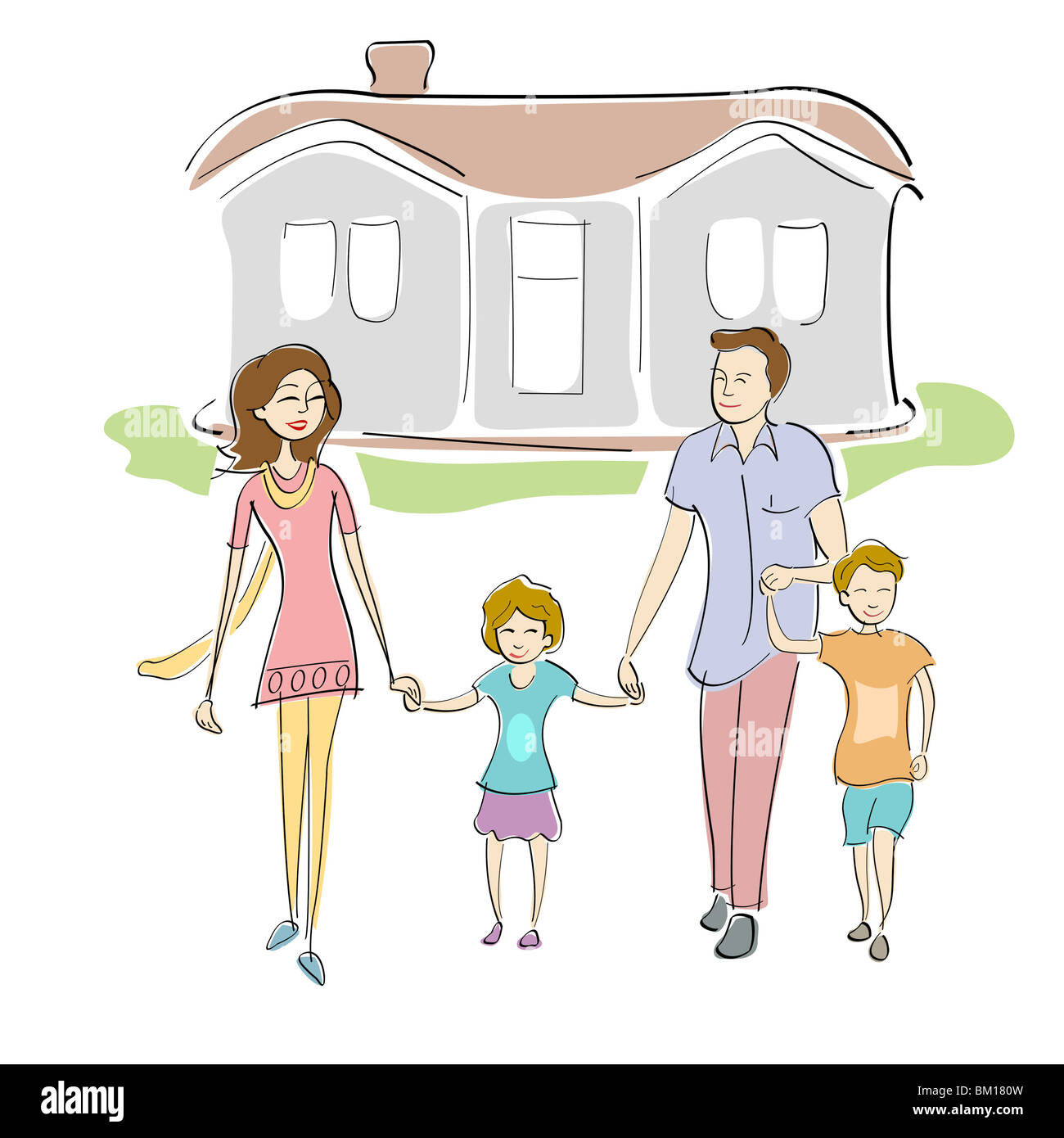 Woman in front of her house Cut Out Stock Images & Pictures - Alamy