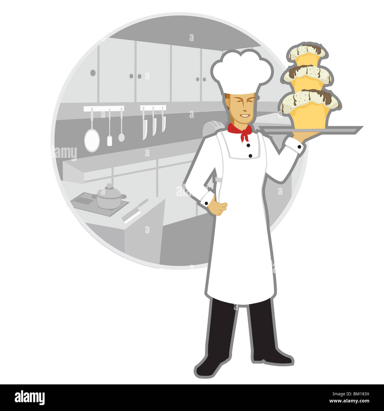 Illustration chef baker cake Cut Out Stock Images & Pictures - Alamy