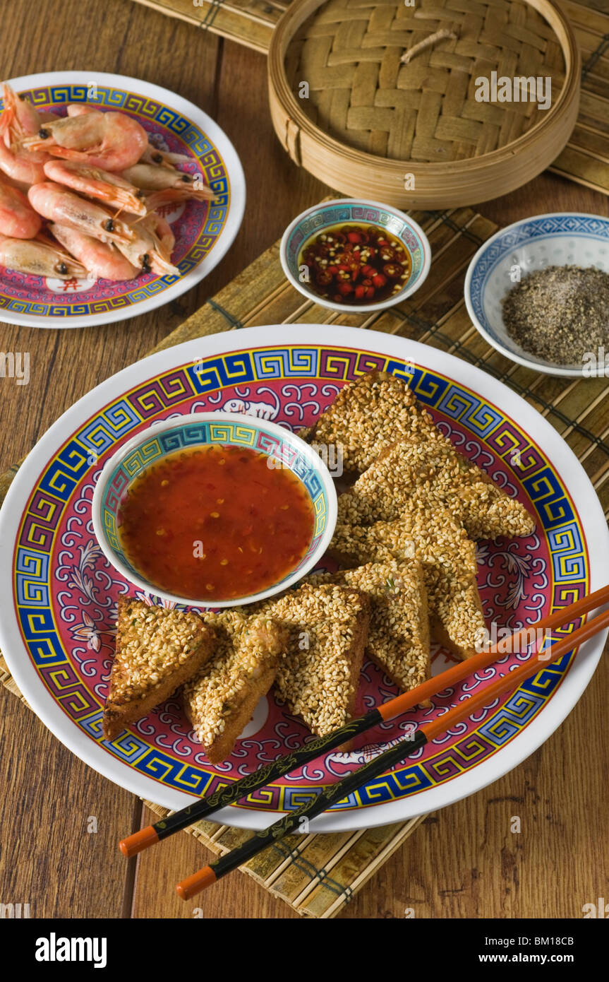 Chinese sesame prawn toasts Stock Photo - Alamy