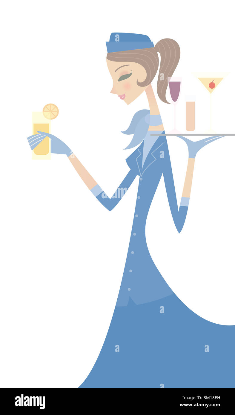 Air hostess serving food hi-res stock photography and images - Alamy