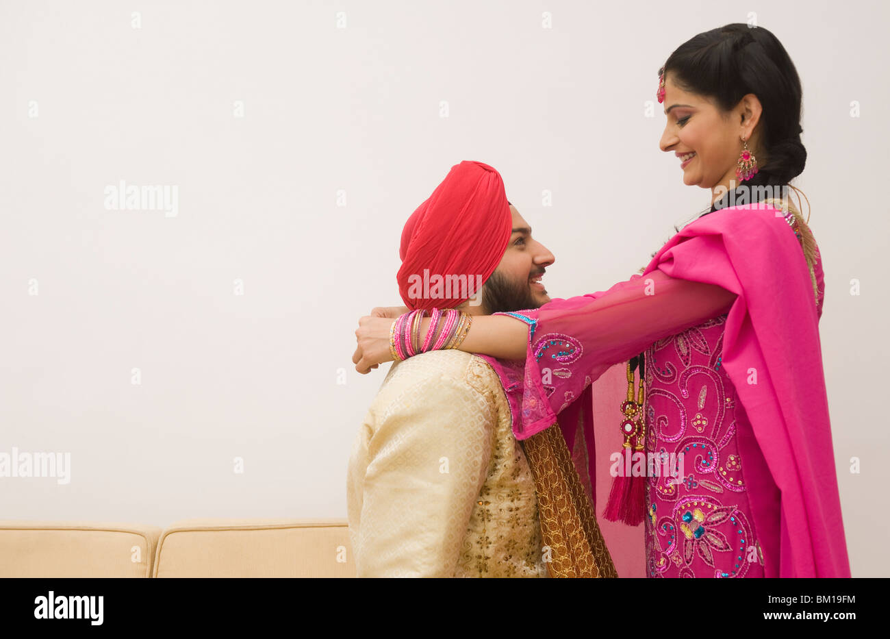 Sikh couple romancing Stock Photo - Alamy