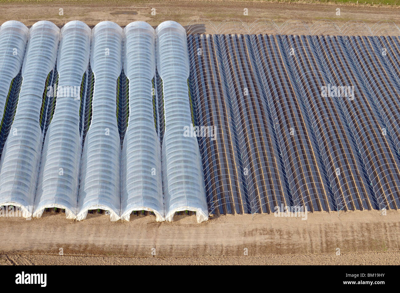 Aerial view of poly tunnels covering the land Stock Photo - Alamy