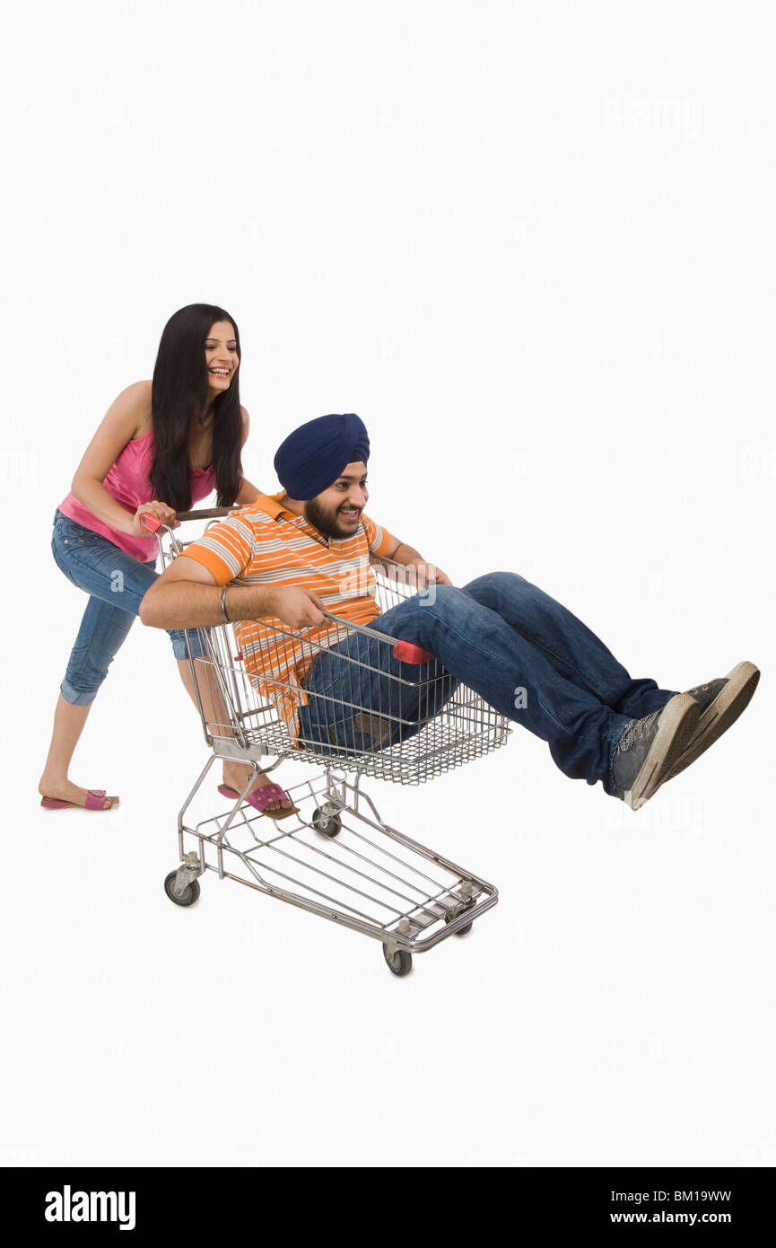 Woman pushing man away Cut Out Stock Images & Pictures - Alamy