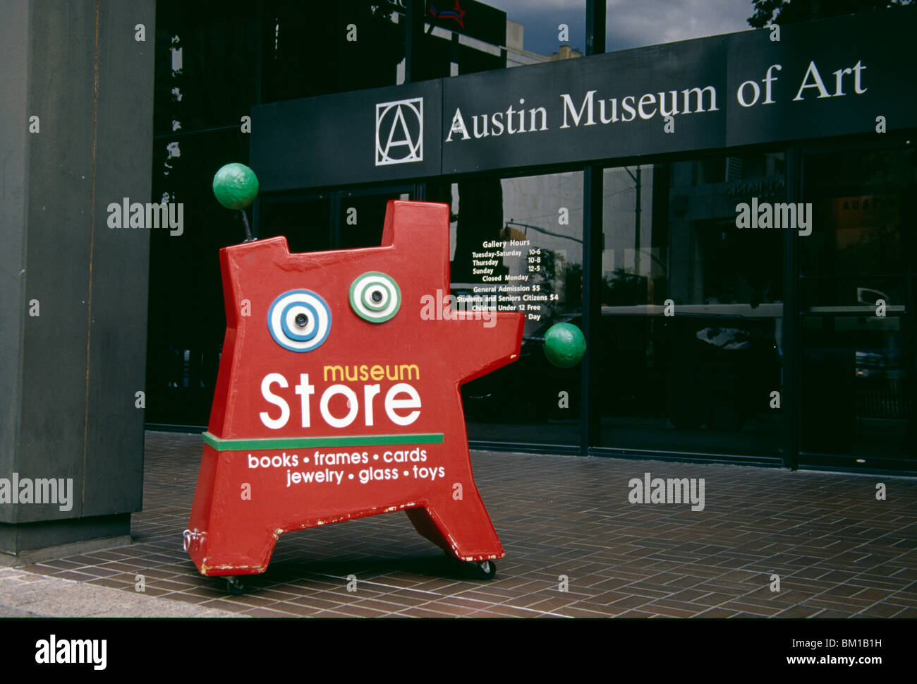 Commercial sign in front of a museum, Austin Museum Of Art, Austin ...