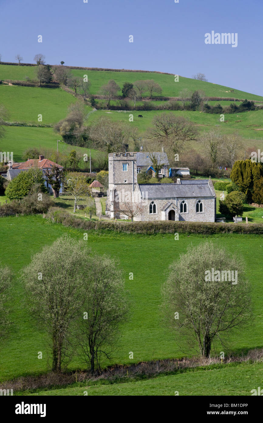 St Lawrence's Church surrounded by fields in Spring, Southleigh, Devon ...