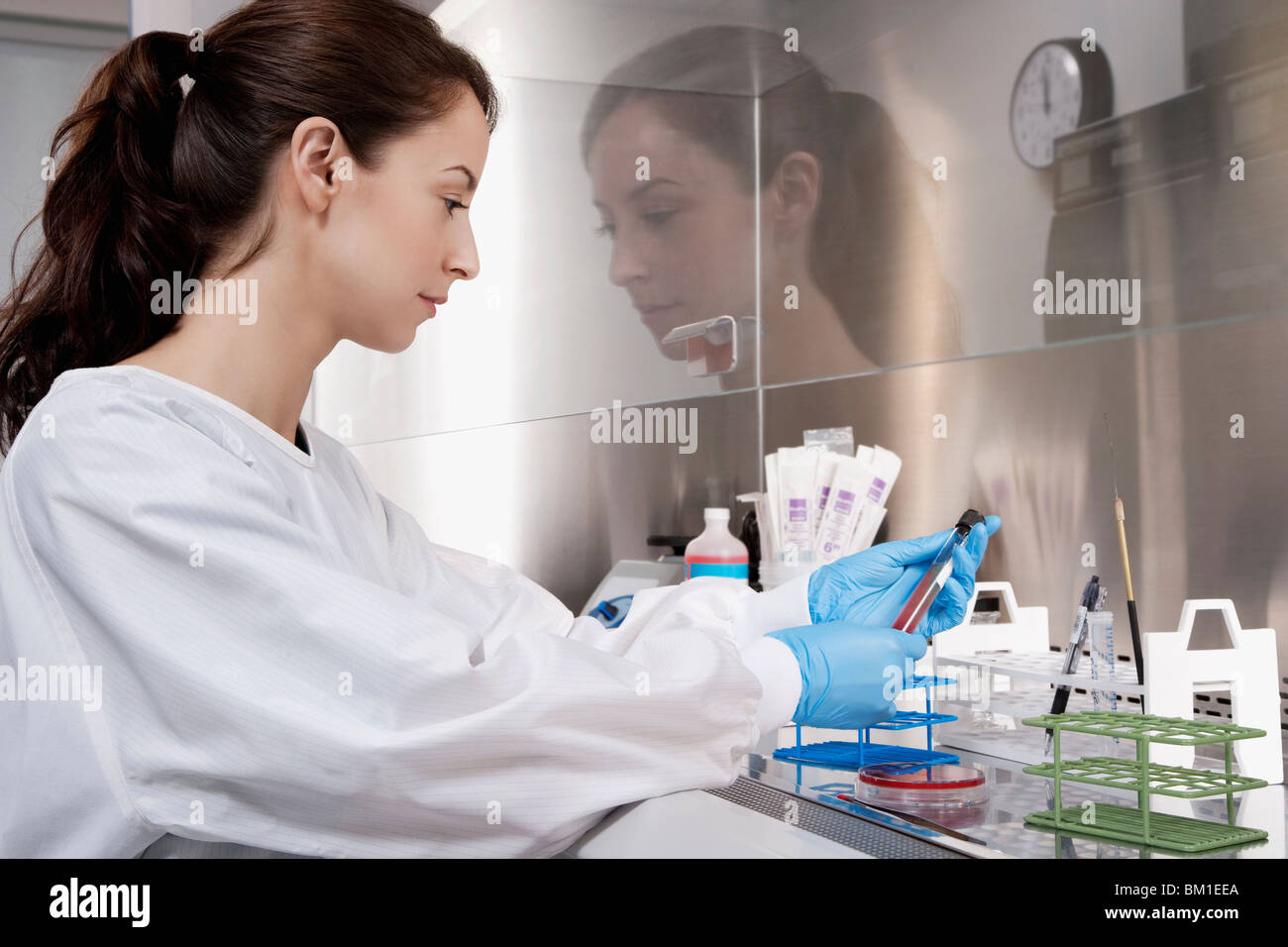 Female doctor holding a medical sample in a laboratory Stock Photo - Alamy