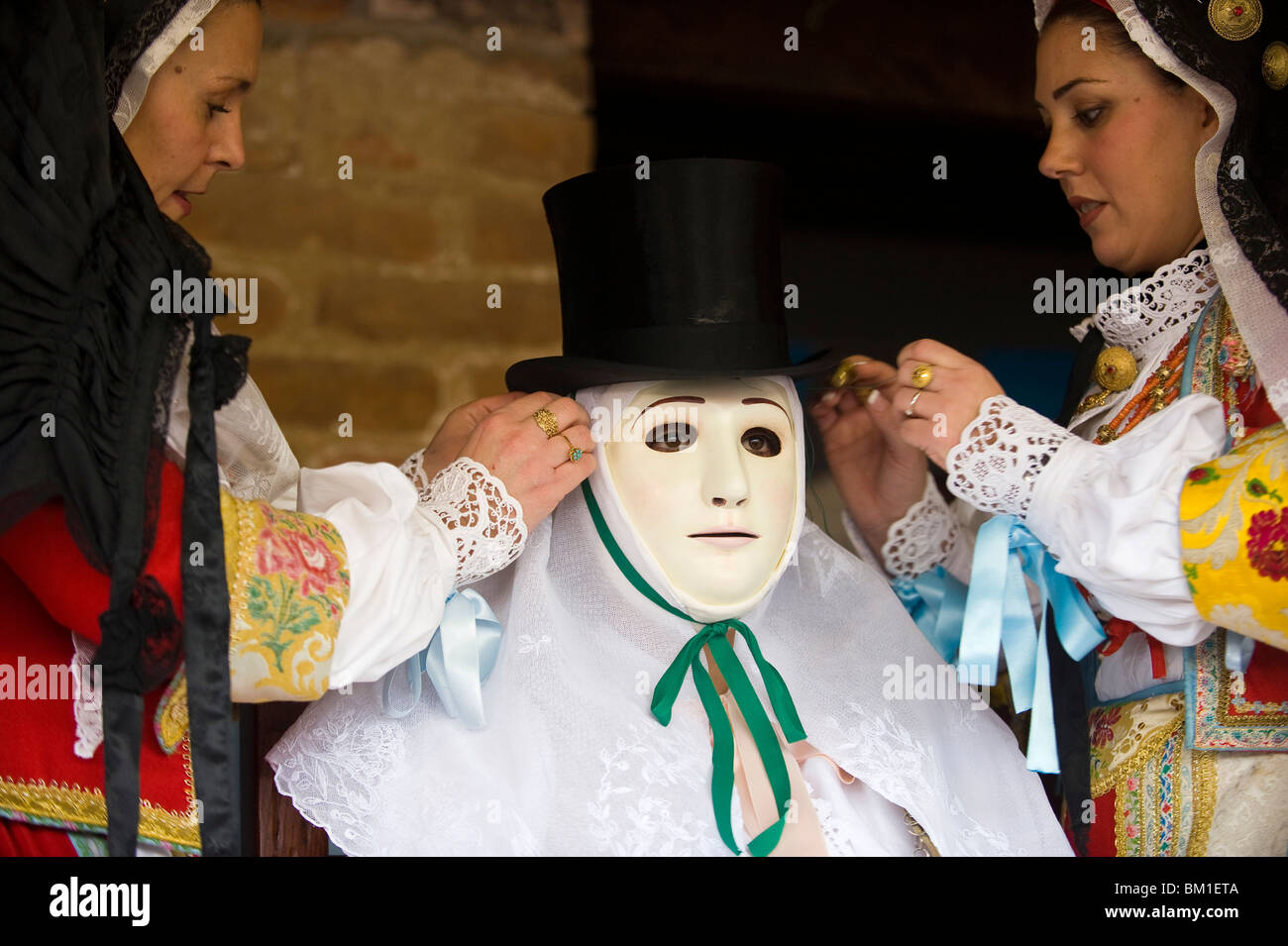 Ritual dressing of Su Composidori, Sartiglia feast, Oristano, Sardinia ...