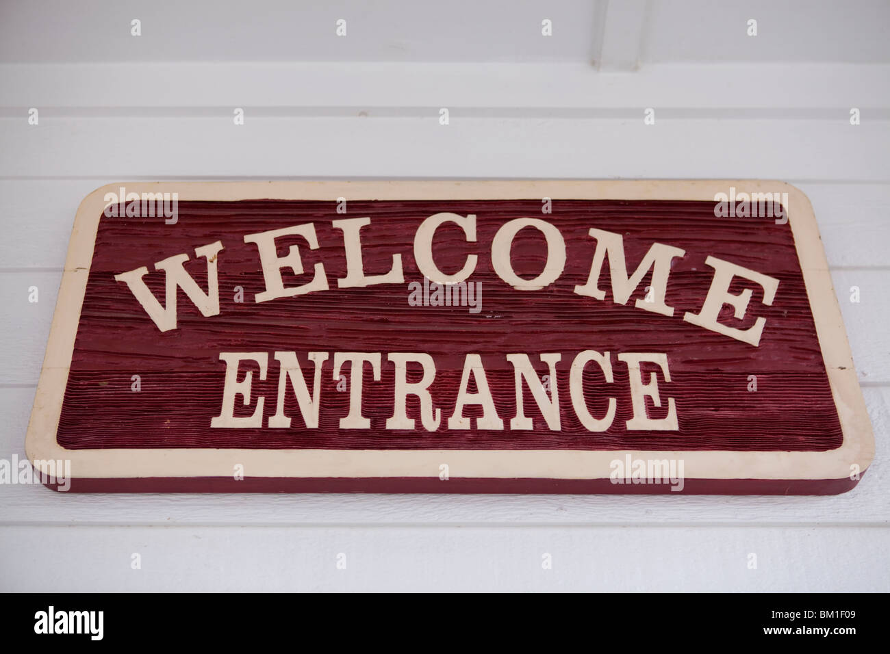 Welcome entrance panel Stock Photo - Alamy