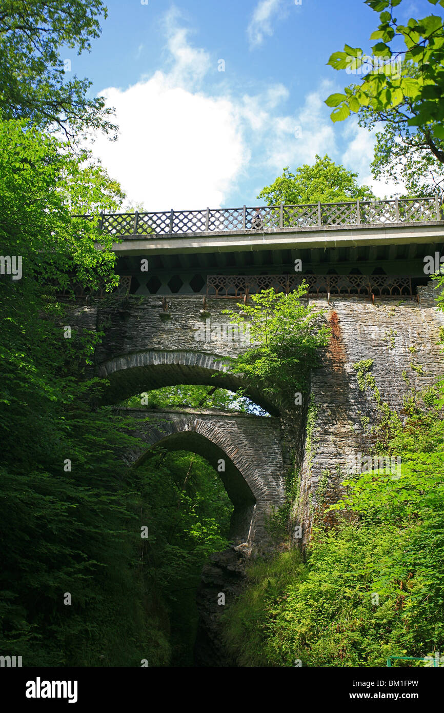 The three bridges over the river gorge at Devil's Bridge, Ceredigion, Wales, UK Stock Photo - Alamy