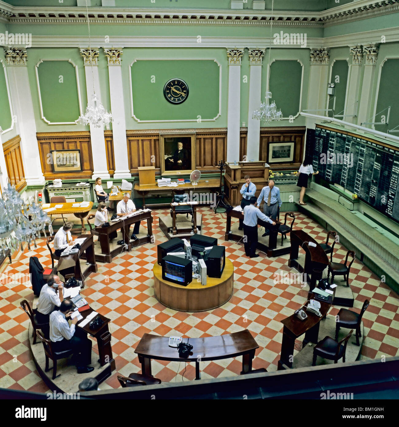 Vintage trading floor, former Stock Exchange, Dublin, Ireland, Europe ...