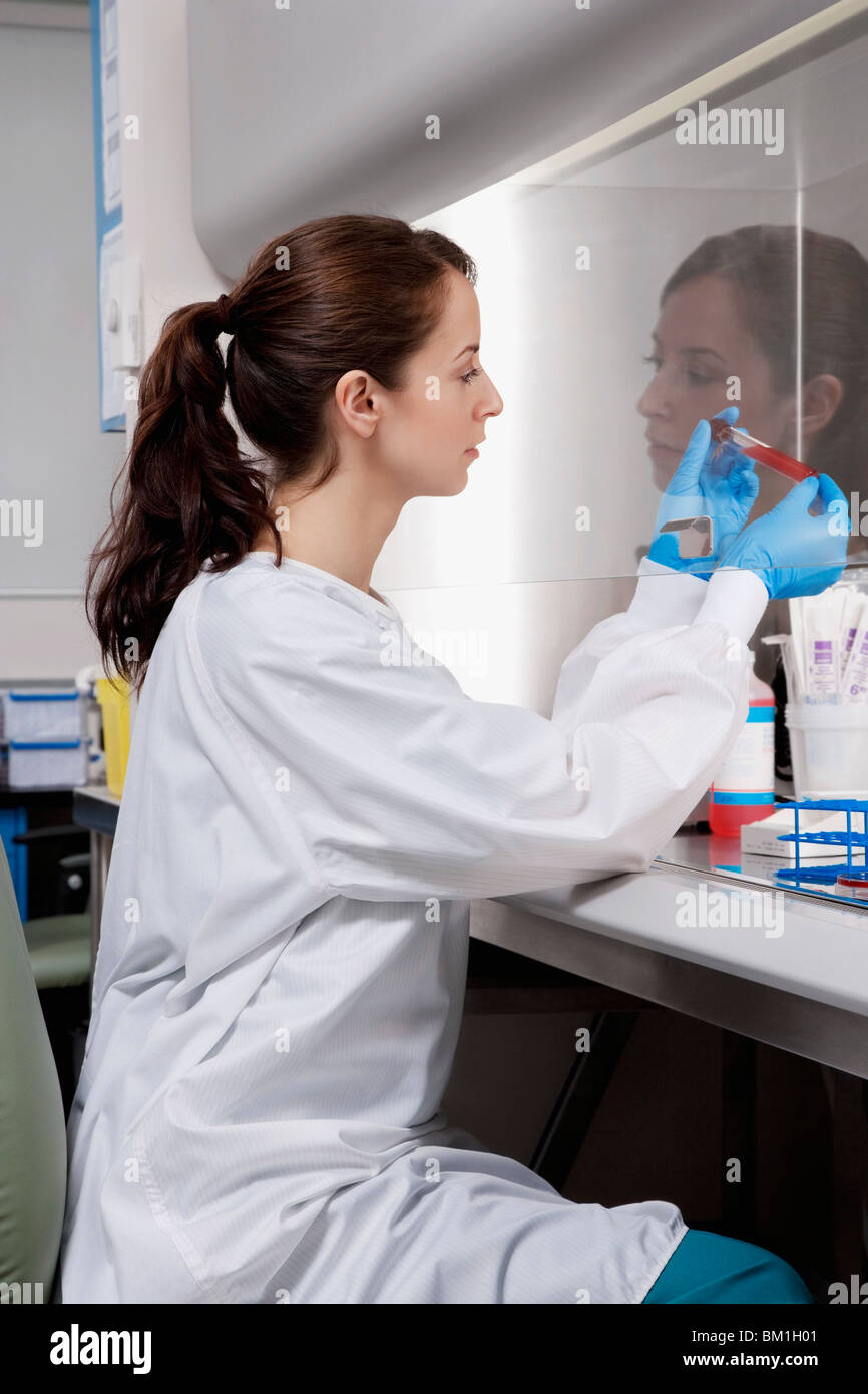 Female doctor holding a medical sample in a laboratory Stock Photo - Alamy