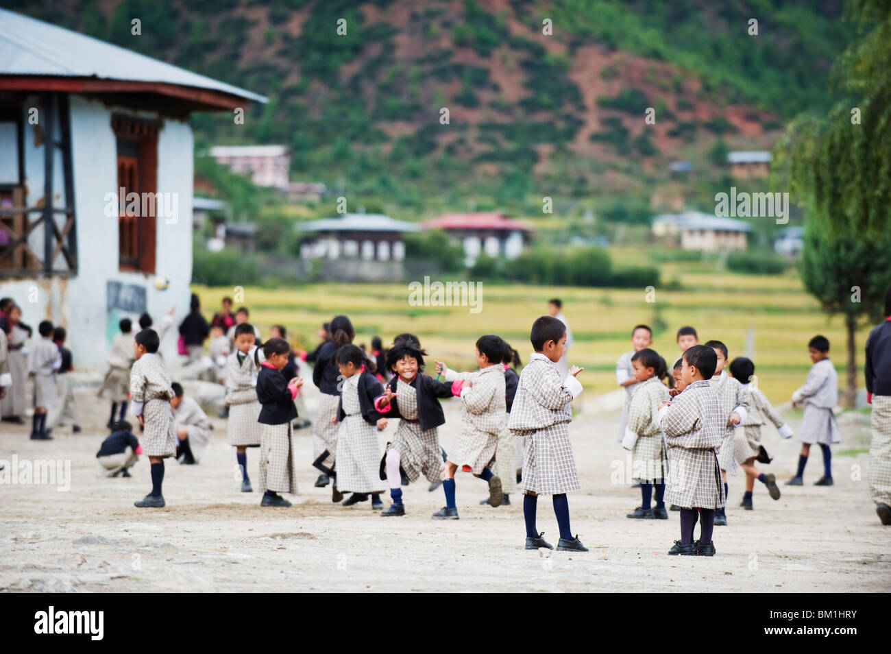 School children playing, Paro, Bhutan, Asia Stock Photo - Alamy