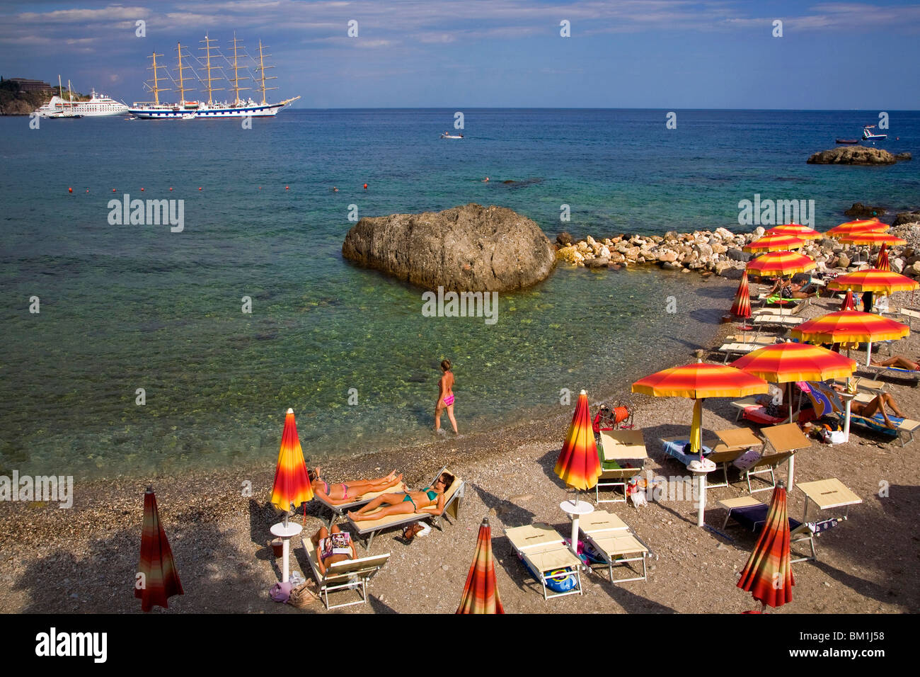 Beach, Costa Giardini, Messina, Sicily, Italy, Europe Stock Photo - Alamy