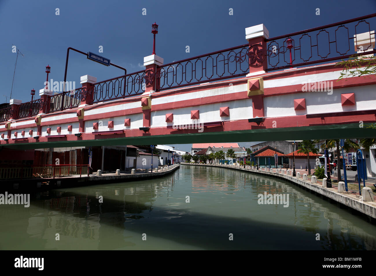 A bridge over the Malacca River in the historical town of Malacca or ...