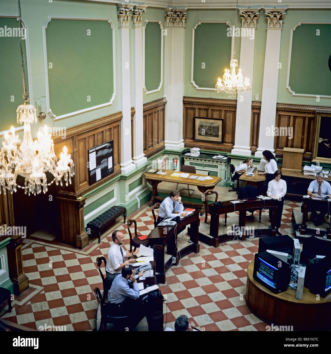 Vintage trading floor, former Stock Exchange, Dublin, Ireland, Europe ...