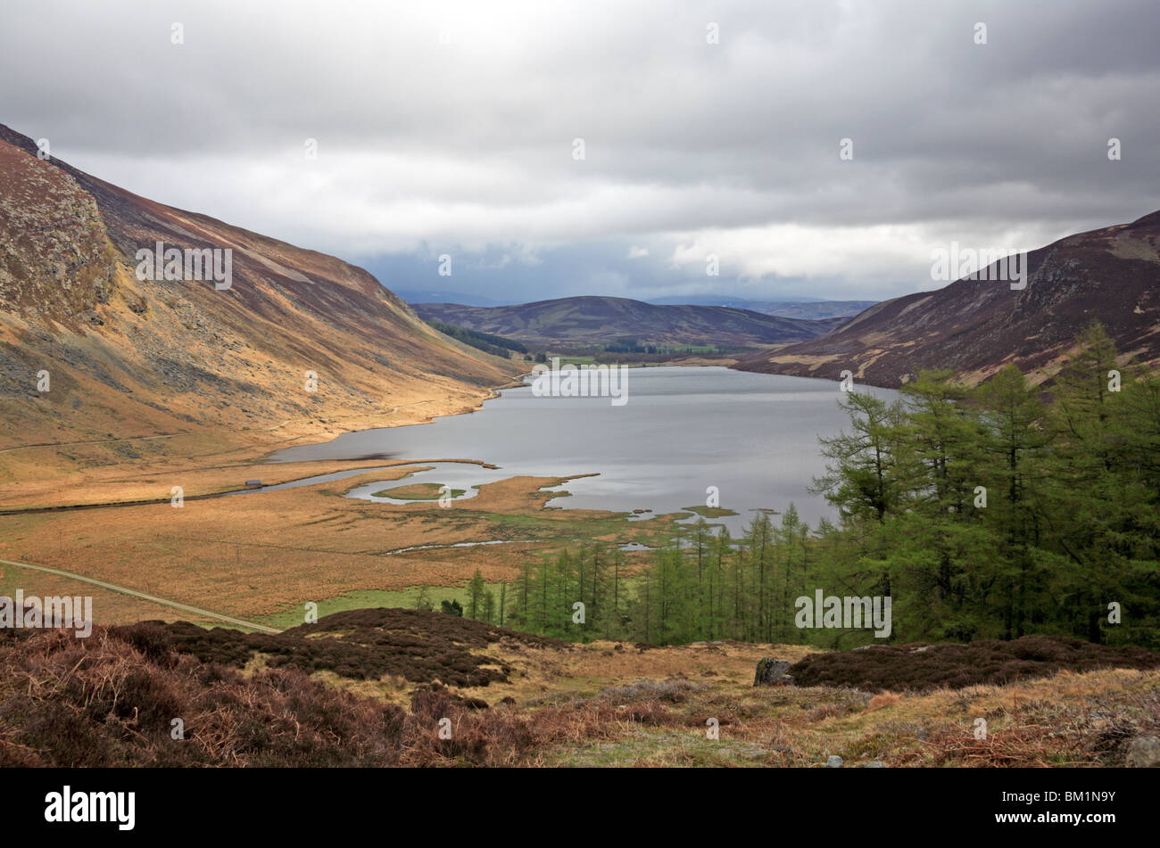 Glen Esk and Loch Lee viewed from above the Shank of Inchgrundle, Angus ...
