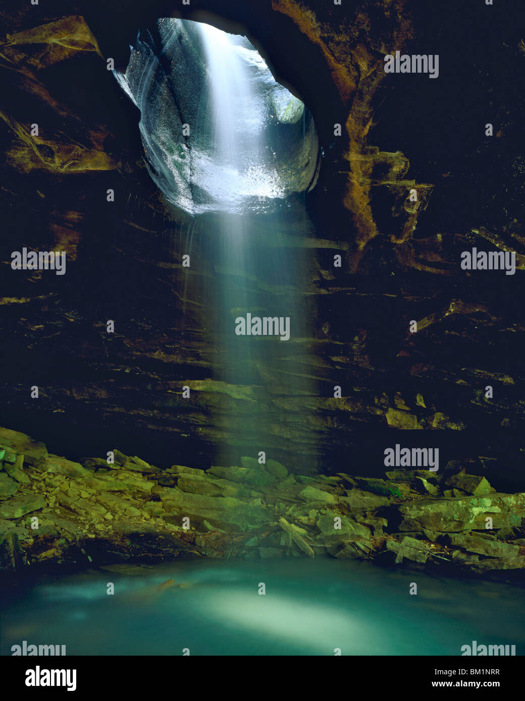 Waterfall through a Natural Bridge on Buffalo River Buffalo National ...