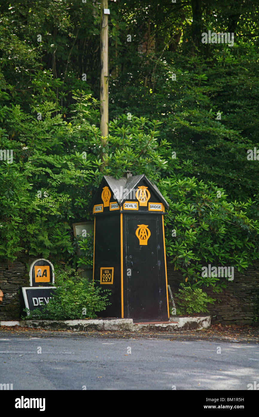 Old-fashioned AA telephone box at Devil's Bridge, Ceredigion, Wales, UK ...