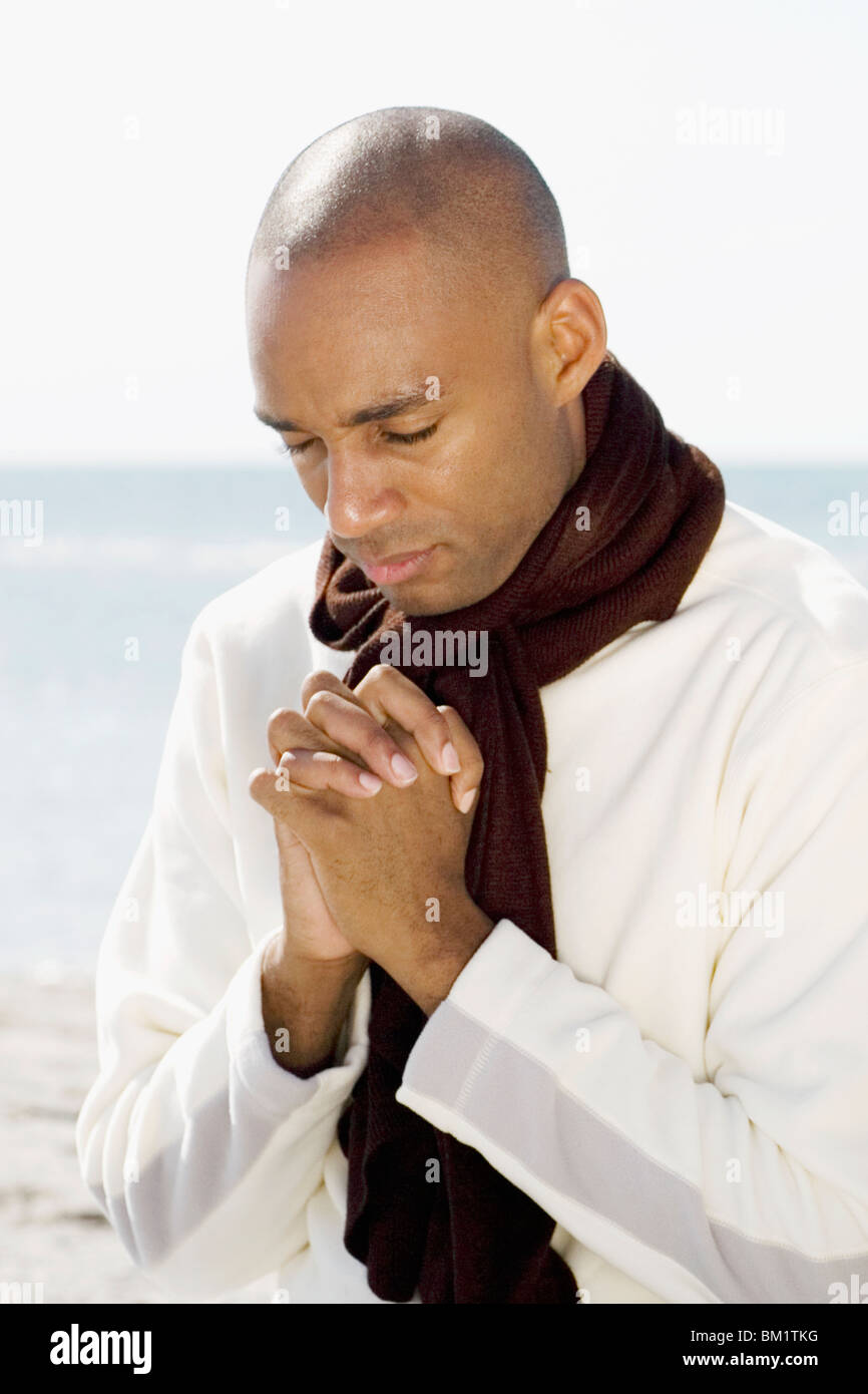 African man meditating close hi-res stock photography and images - Alamy