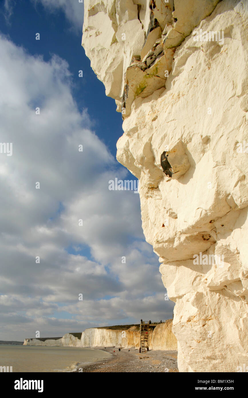 Chalk cliffs at the Birling Gap near the Seven Sisters, East Sussex ...