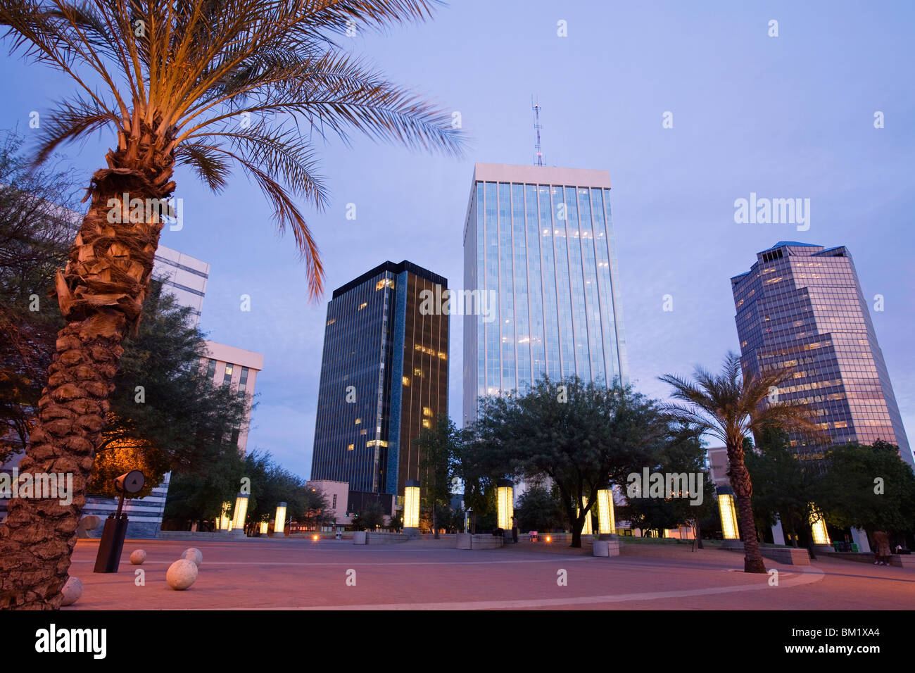 Skyscrapers viewed from Jacome Plaza, Tucson, Arizona, United States of ...