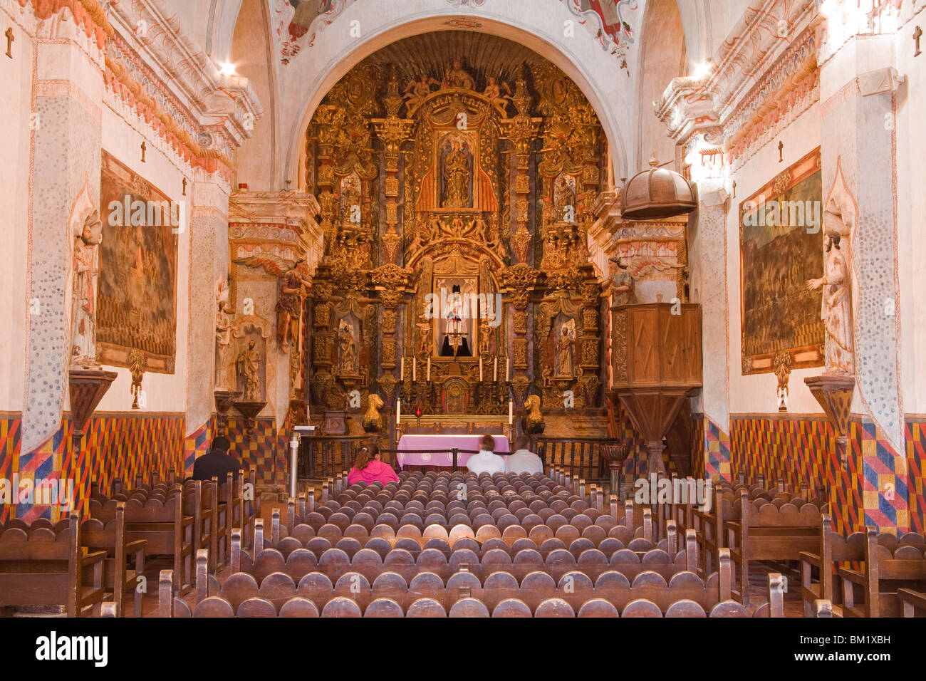 Interior of church, Mission San Xavier del Bac, Tucson, Arizona Stock ...