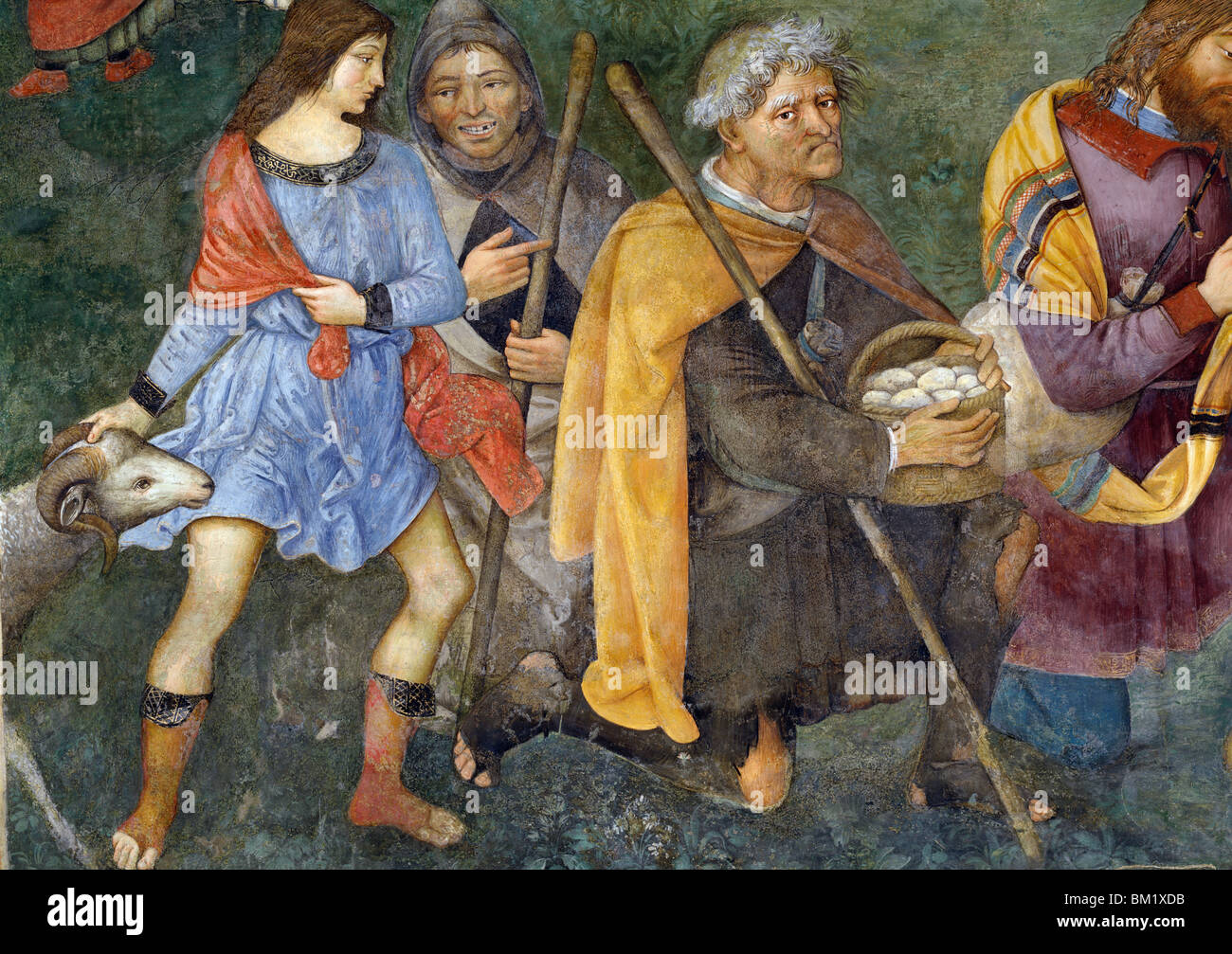 Detail from Adoration of the Shepherds by Bernardino di Betto fresco ...