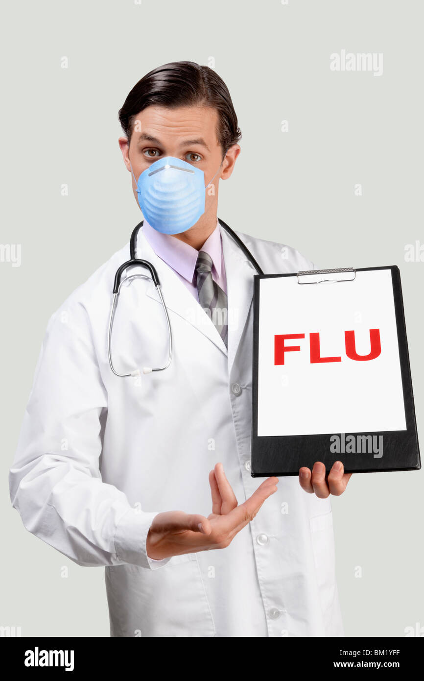 Portrait of a doctor showing FLU sign Stock Photo - Alamy