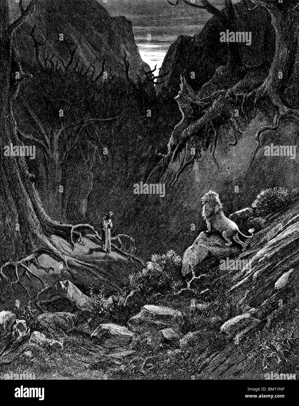 Dante encounters lion Stock Photo - Alamy