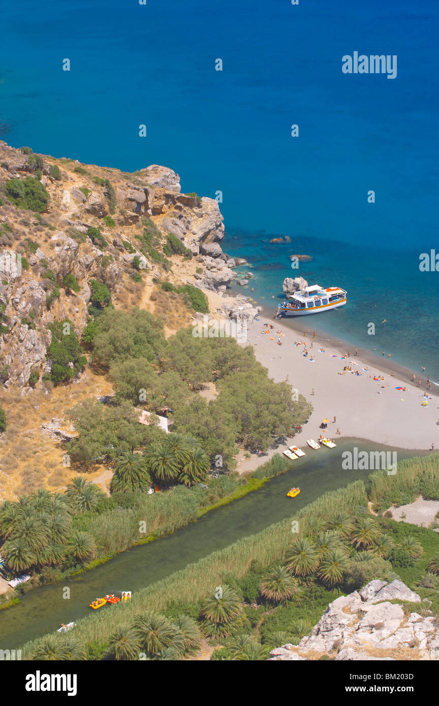 Beach, Preveli, Rethymno, Crete, Greek Islands, Greece, Europe Stock ...