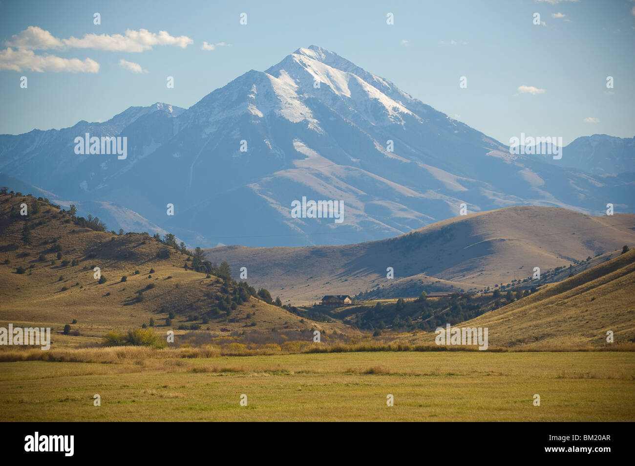 Snowcapped mountain peak, Emigrant Peak, Livingston, Montana, USA Stock ...