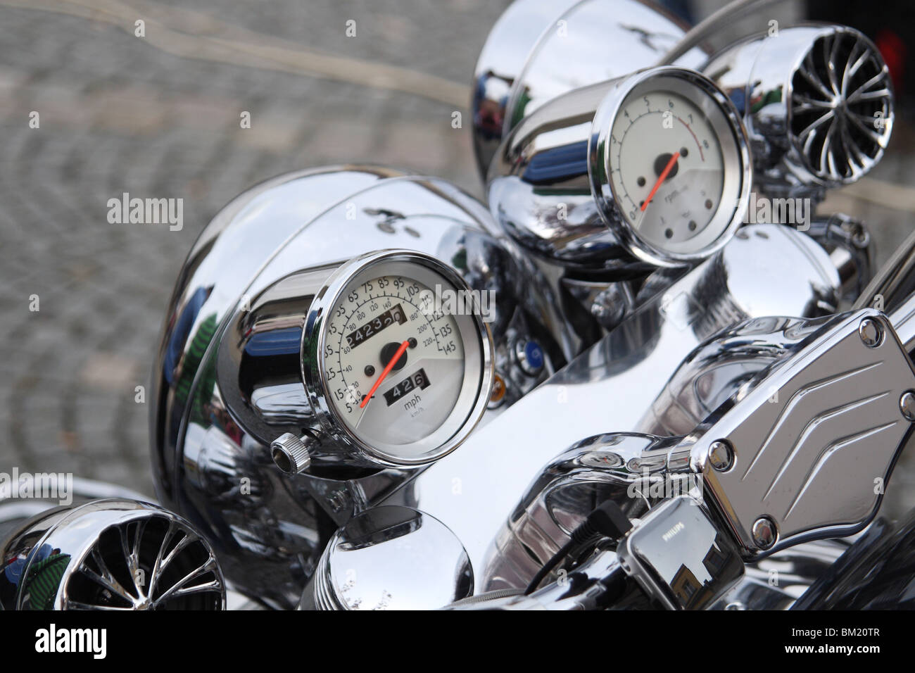 Chrome headlight speedometer motorcycle hi-res stock photography and ...
