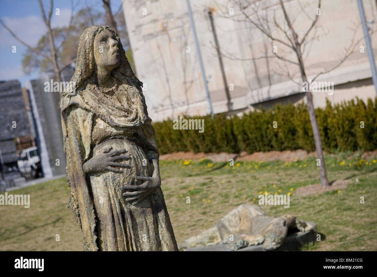A sculpture is seen in the Irish Famine Memorial in Toronto April 22 ...