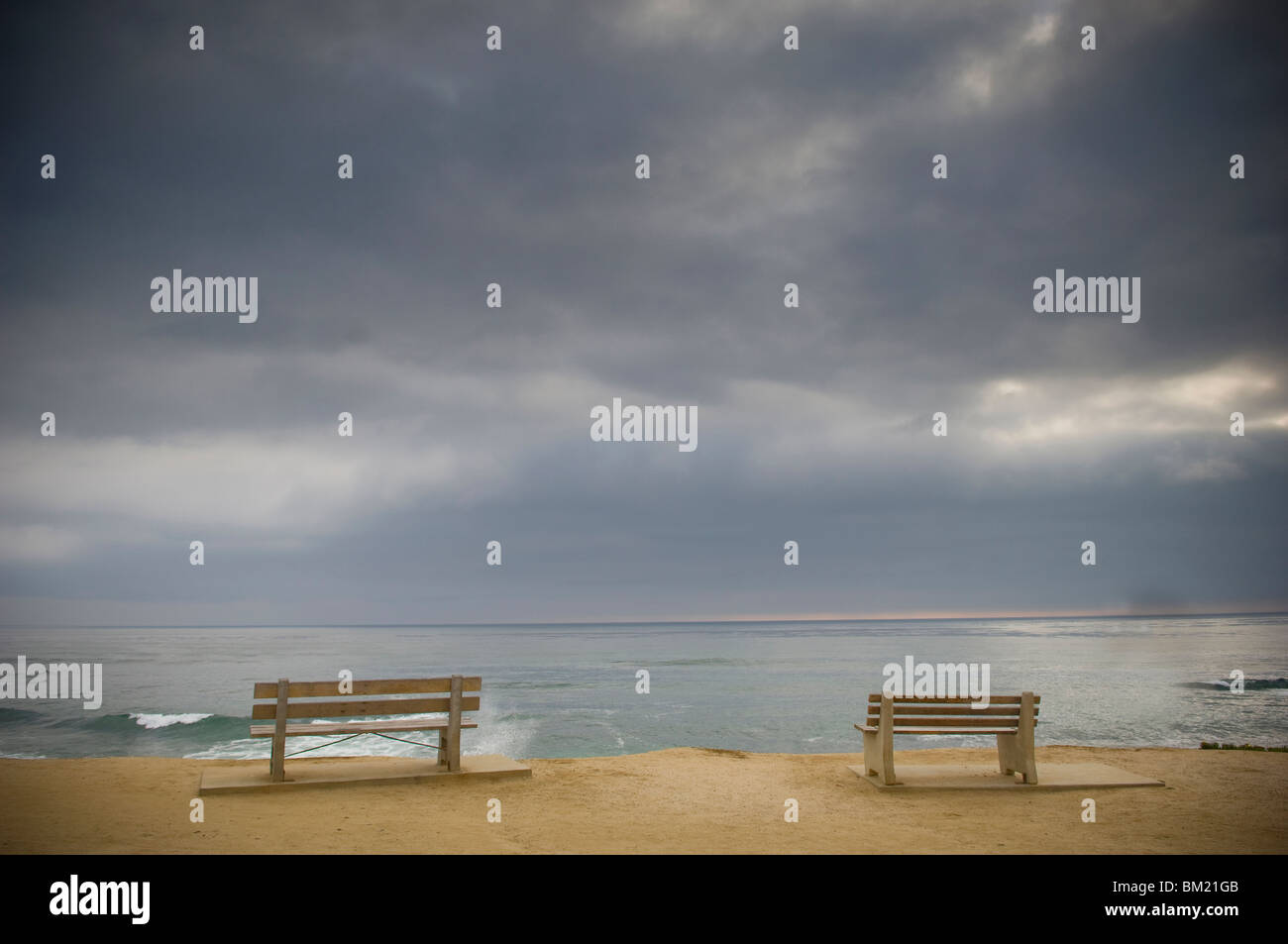 Two benches beach hi-res stock photography and images - Alamy