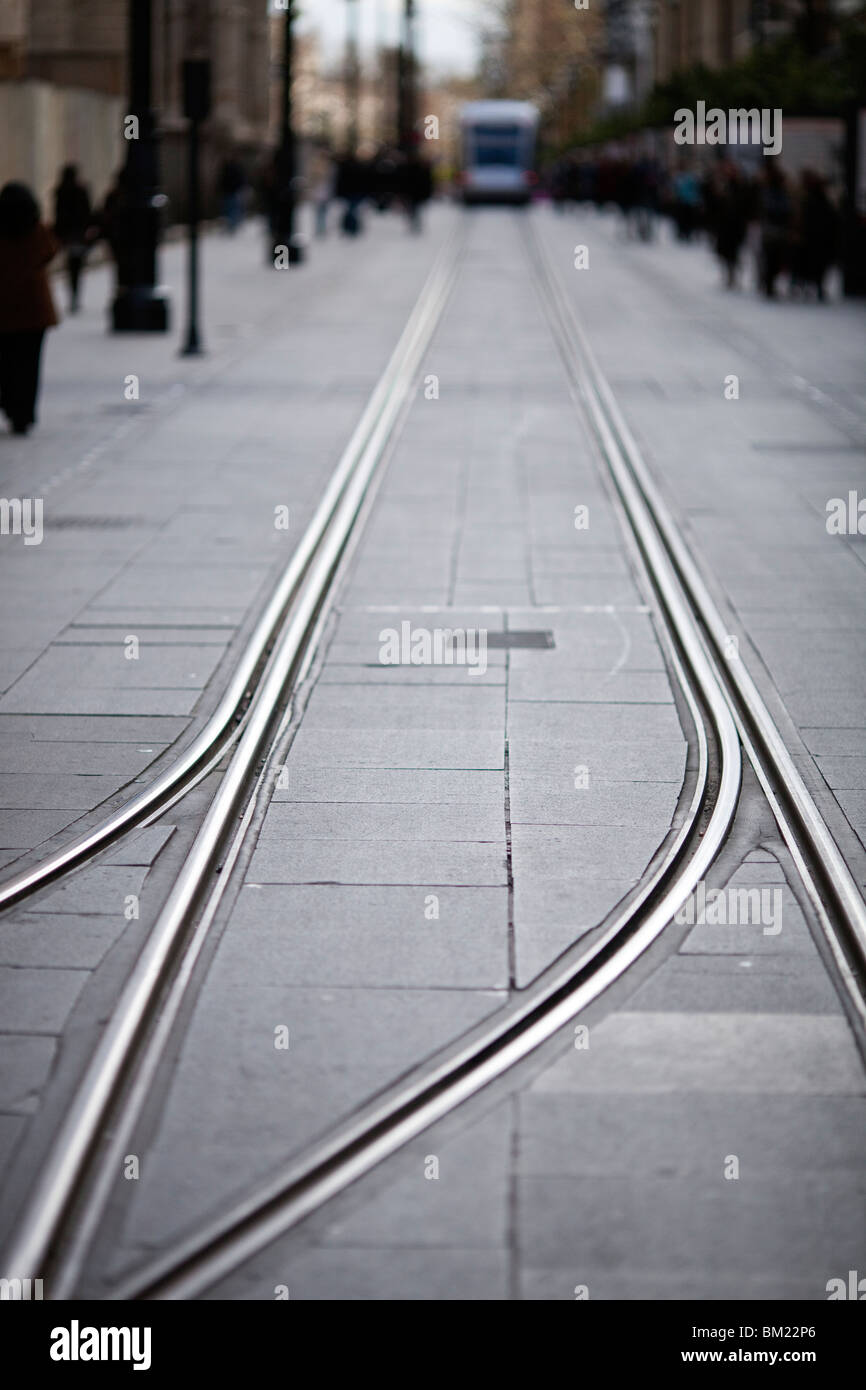 streetcar track, Constitution Avenue, Seville, Spain Stock Photo - Alamy