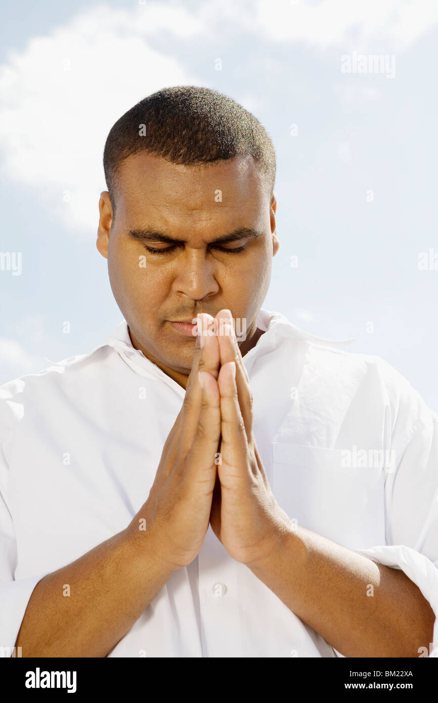 African man meditating close hi-res stock photography and images - Alamy