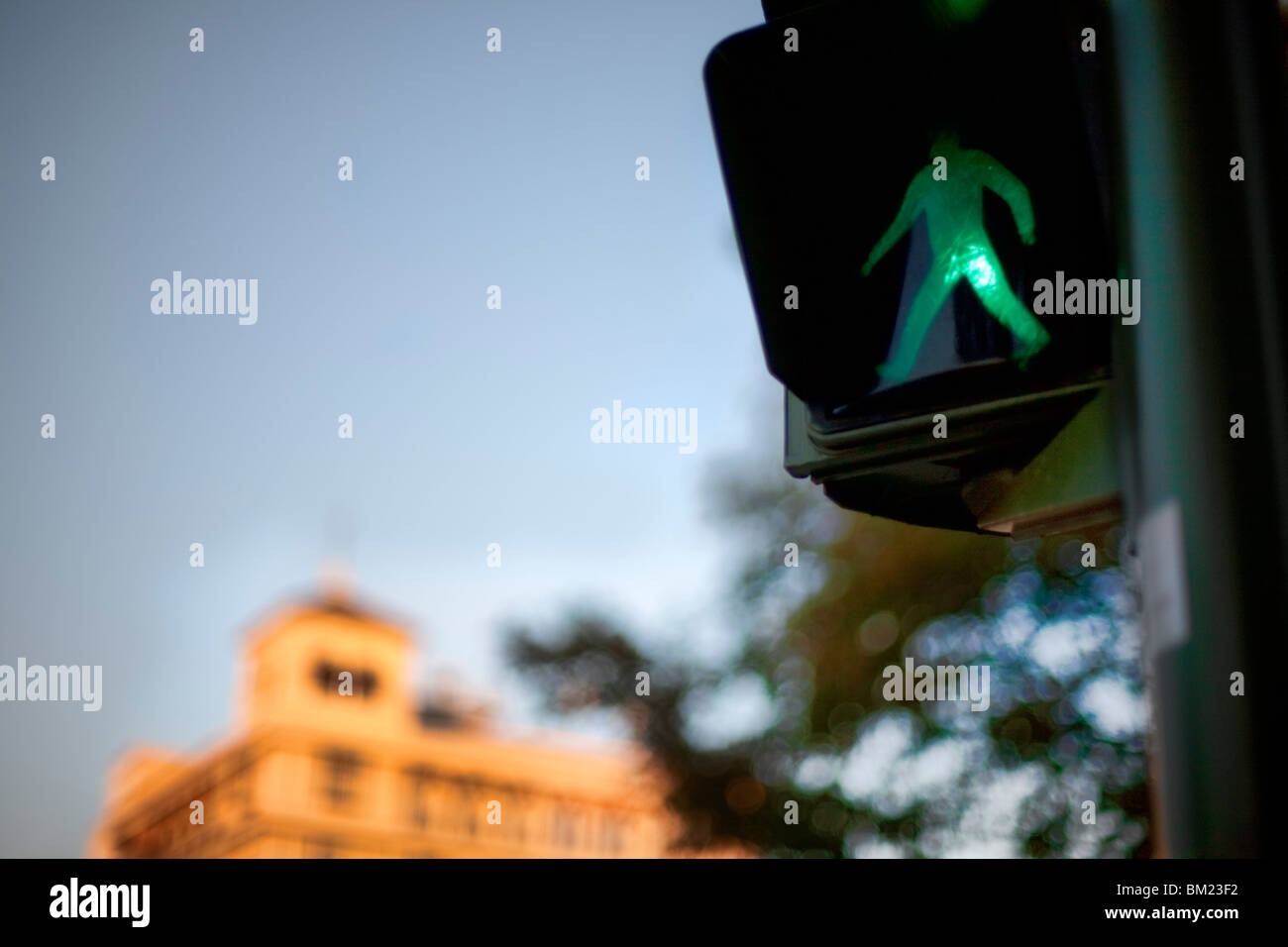 Pedestrian sign on a traffic light, Seville, Spain Stock Photo - Alamy