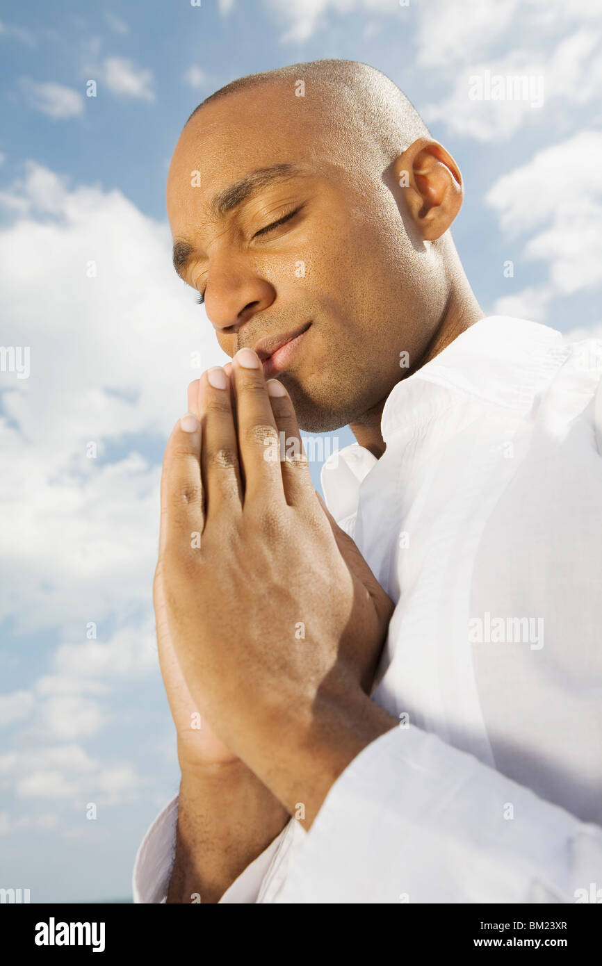 African man meditating close hi-res stock photography and images - Alamy