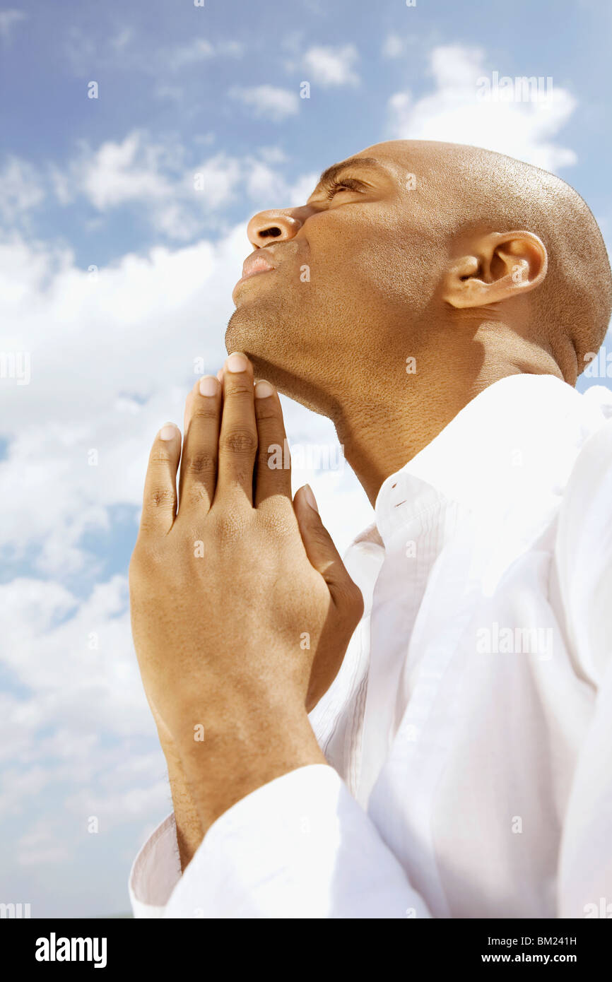 African man meditating close hi-res stock photography and images - Alamy