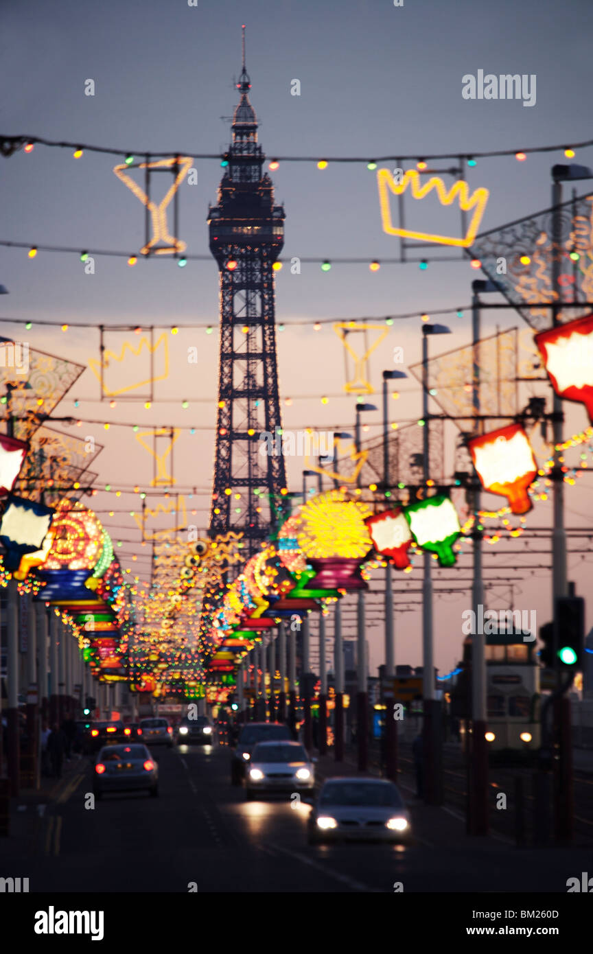 Blackpool tower and Illuminations, Blackpool, Lancashire, England ...