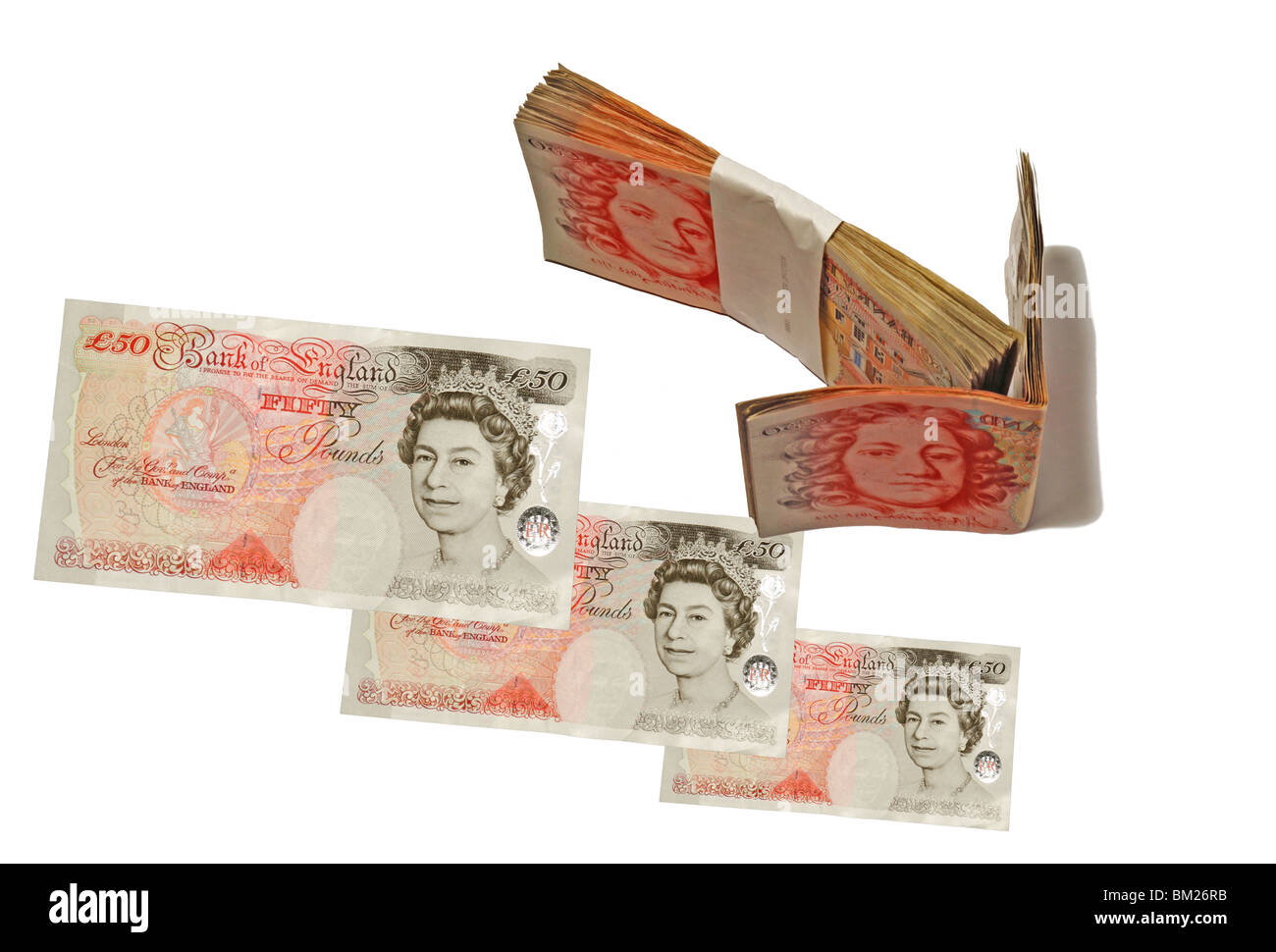 British currency arranged as an arrow indicating a depreciating ...