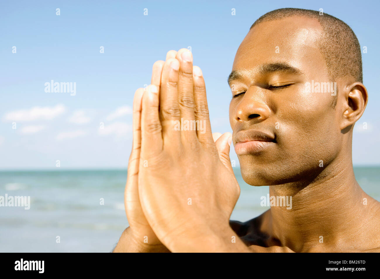 African man meditating close hi-res stock photography and images - Alamy