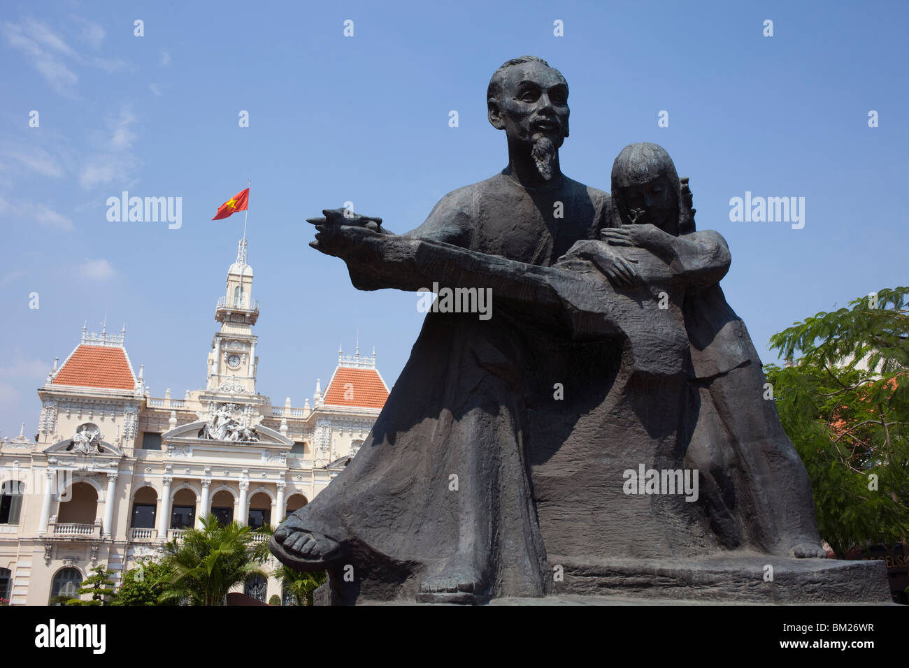 Statue of Ho Chi Minh the Vietnamese communist statesman in front of a ...