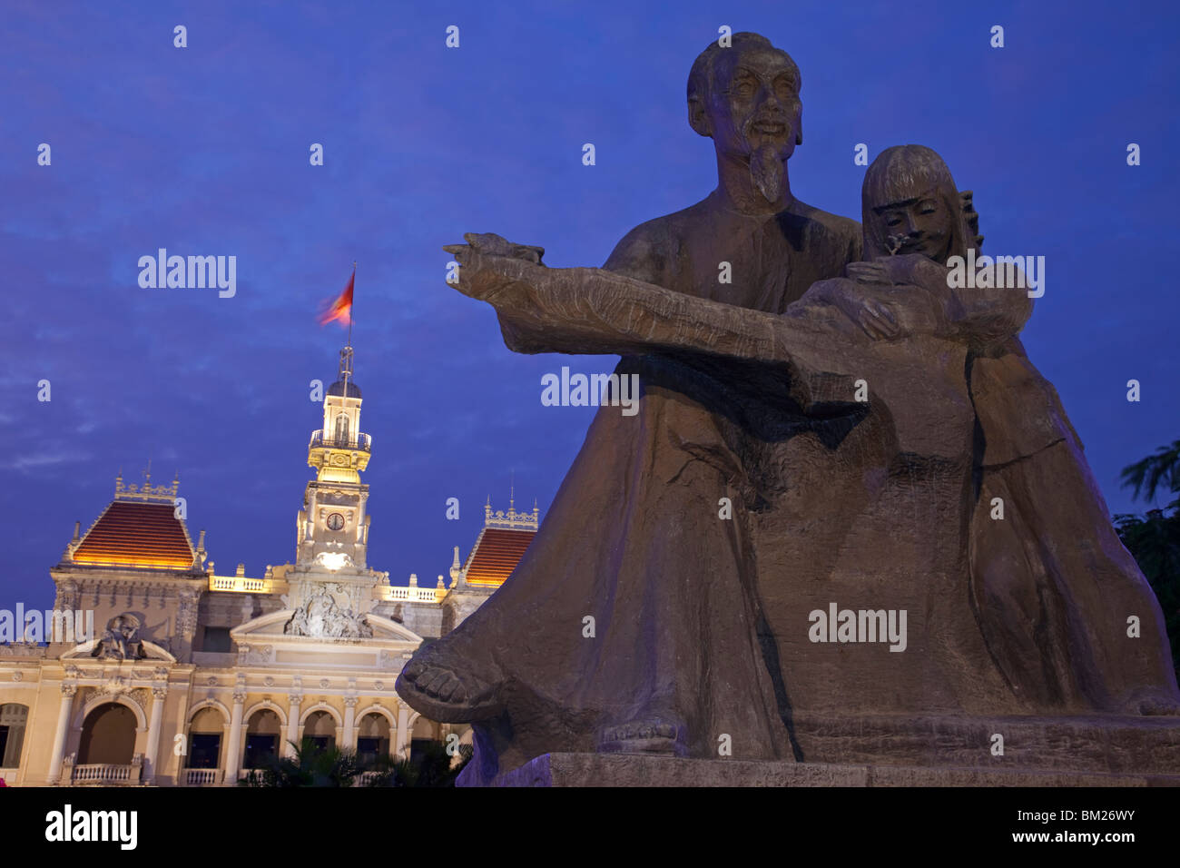 Statue of Ho Chi Minh the Vietnamese communist statesman in front of a ...