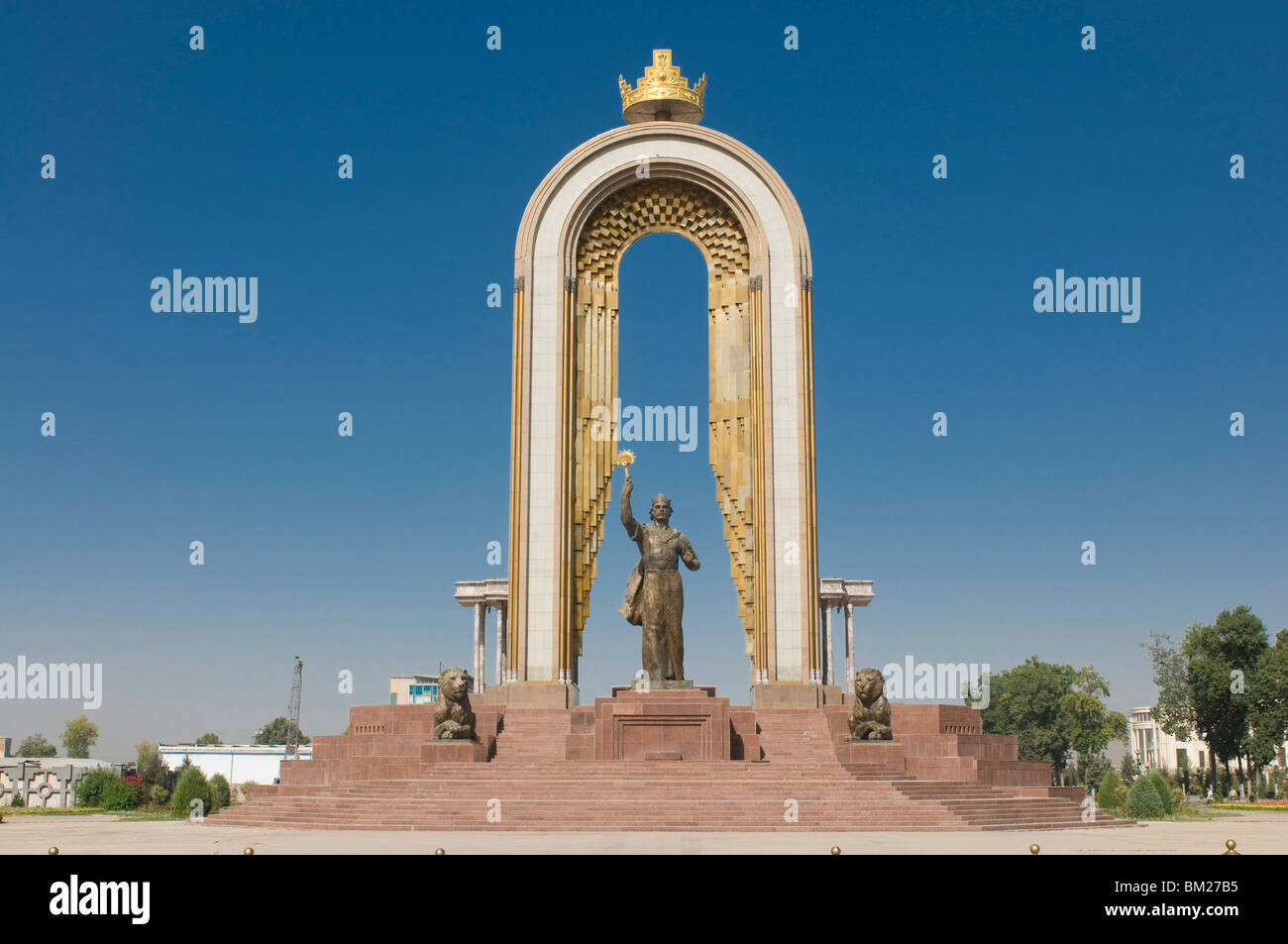 Statue of Ismail Samani (Ismoili Somoni), as memorial, Dushanbe ...