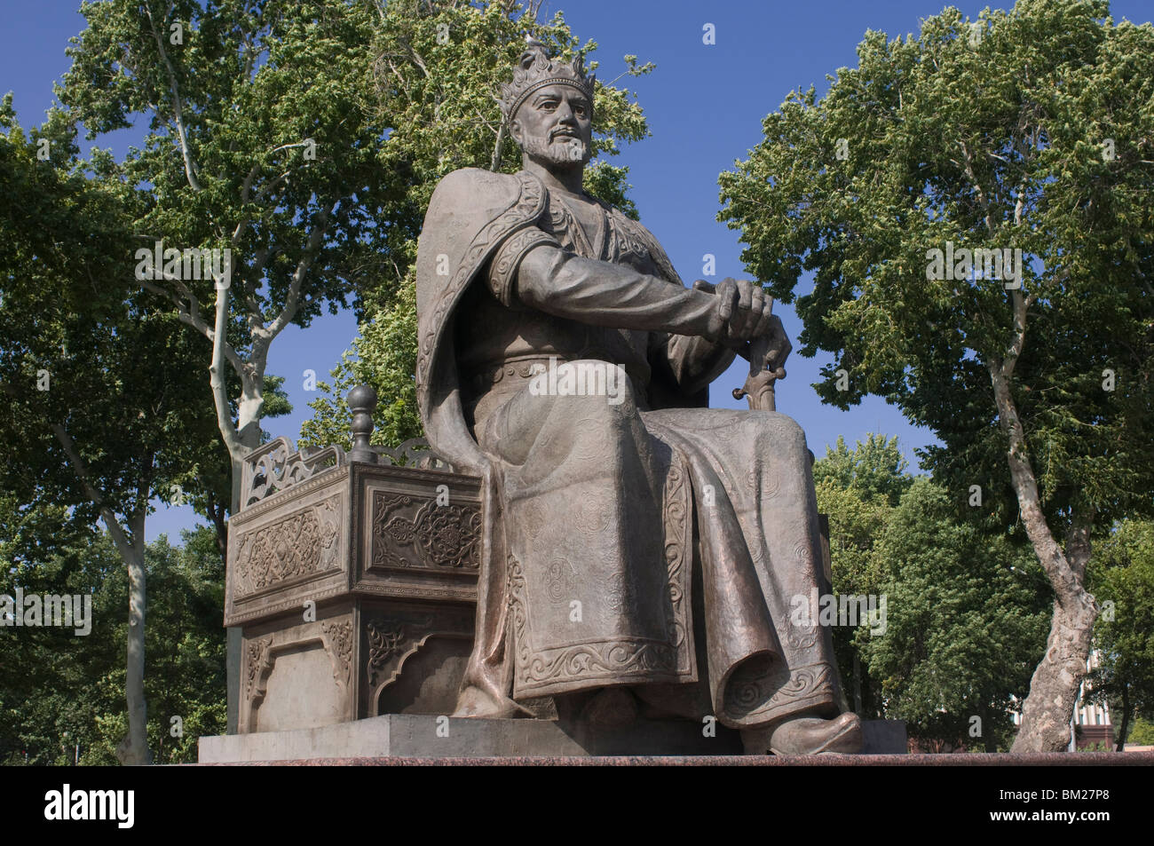 Statue of powerful king Amur Timur, Samarkand, Uzbekistan, Central Asia ...
