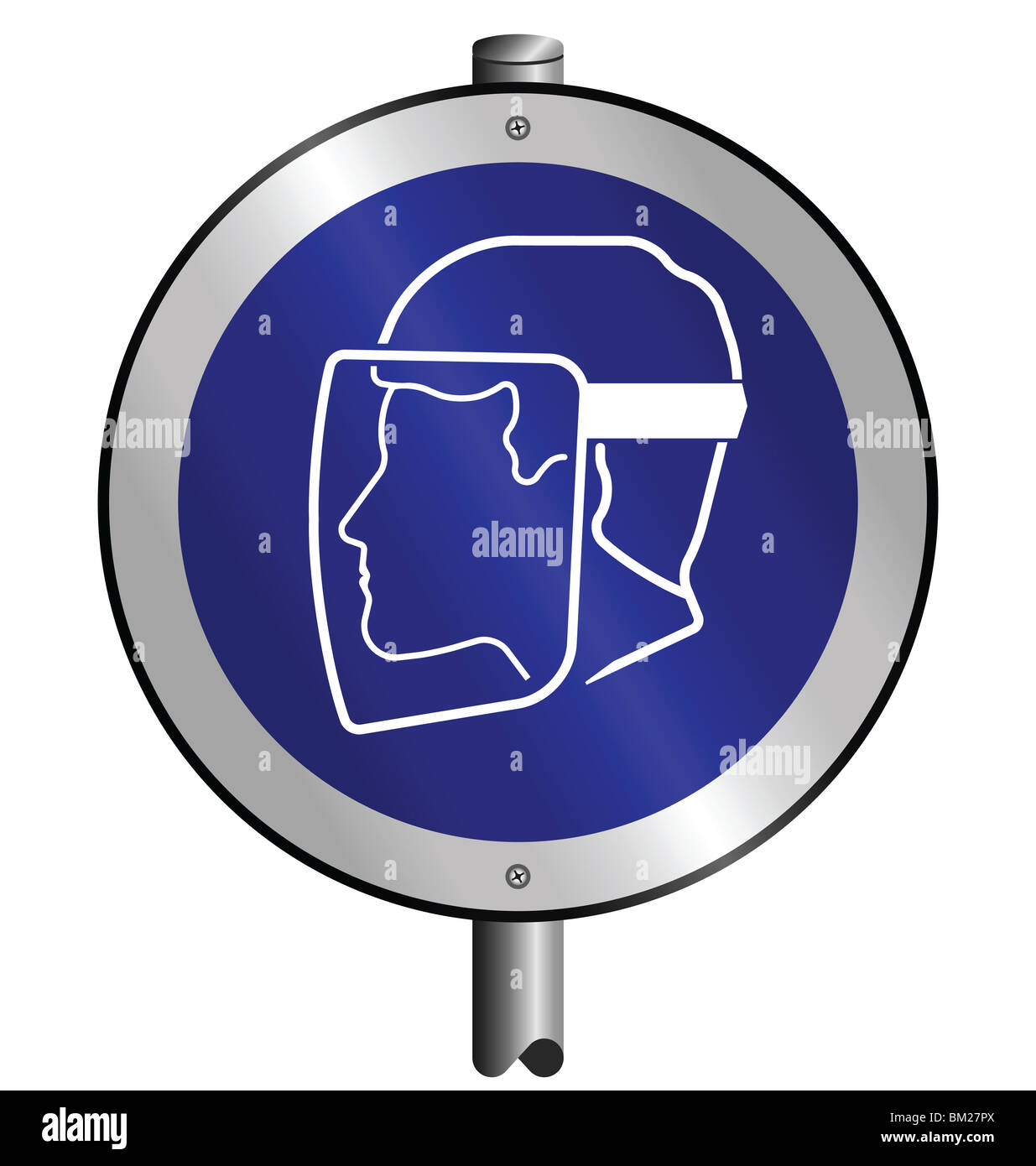 Vector of Mandatory face visor industry sign mounted on post Stock ...