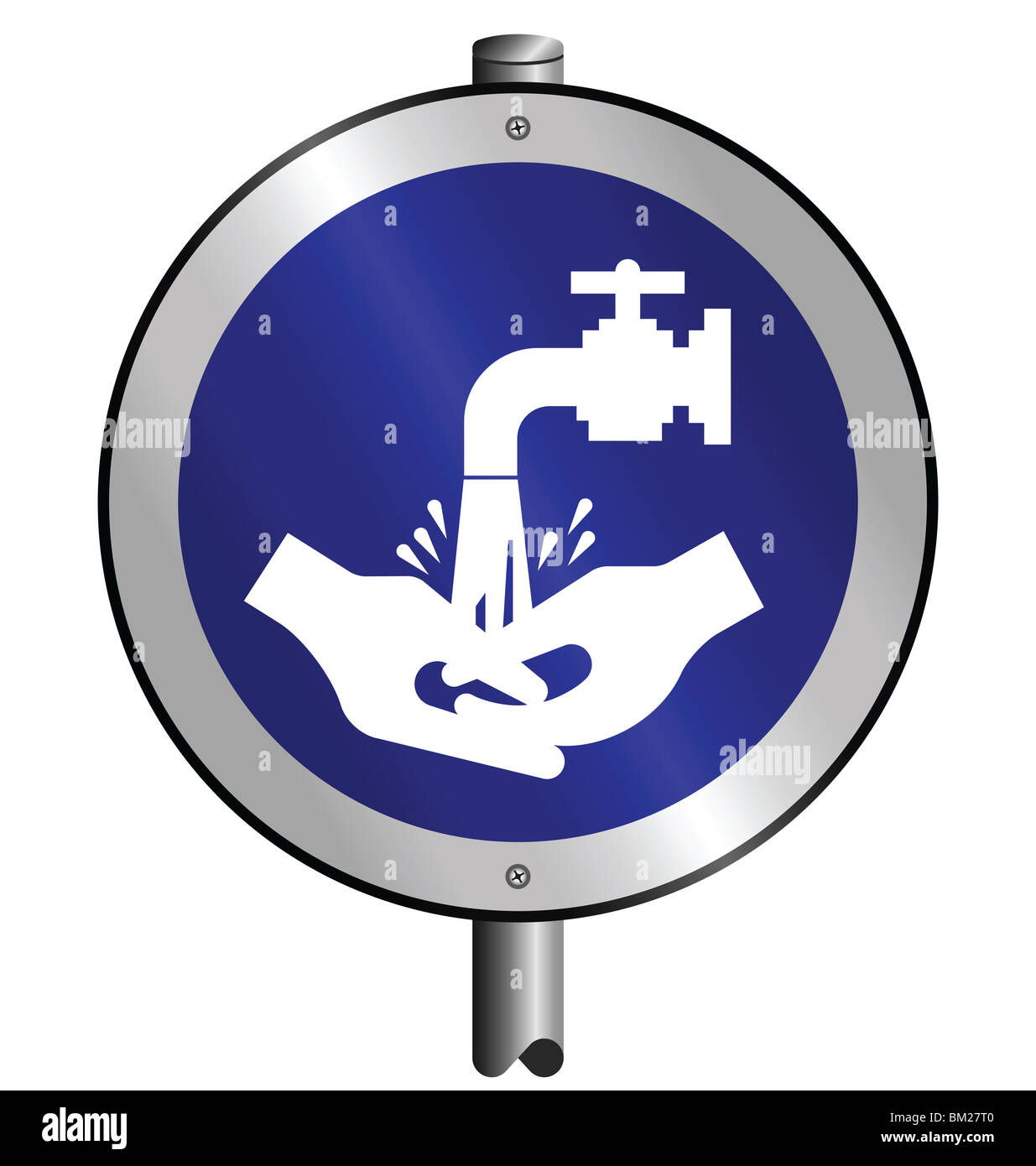 Vector of Mandatory wash hands sign mounted on post Stock Photo - Alamy